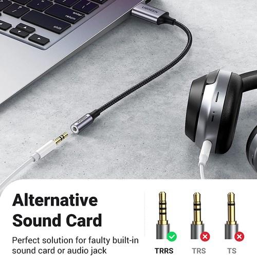 Ugreen USB to Mini Jack 3.5mm AUX Grey Adapter | djservice.se